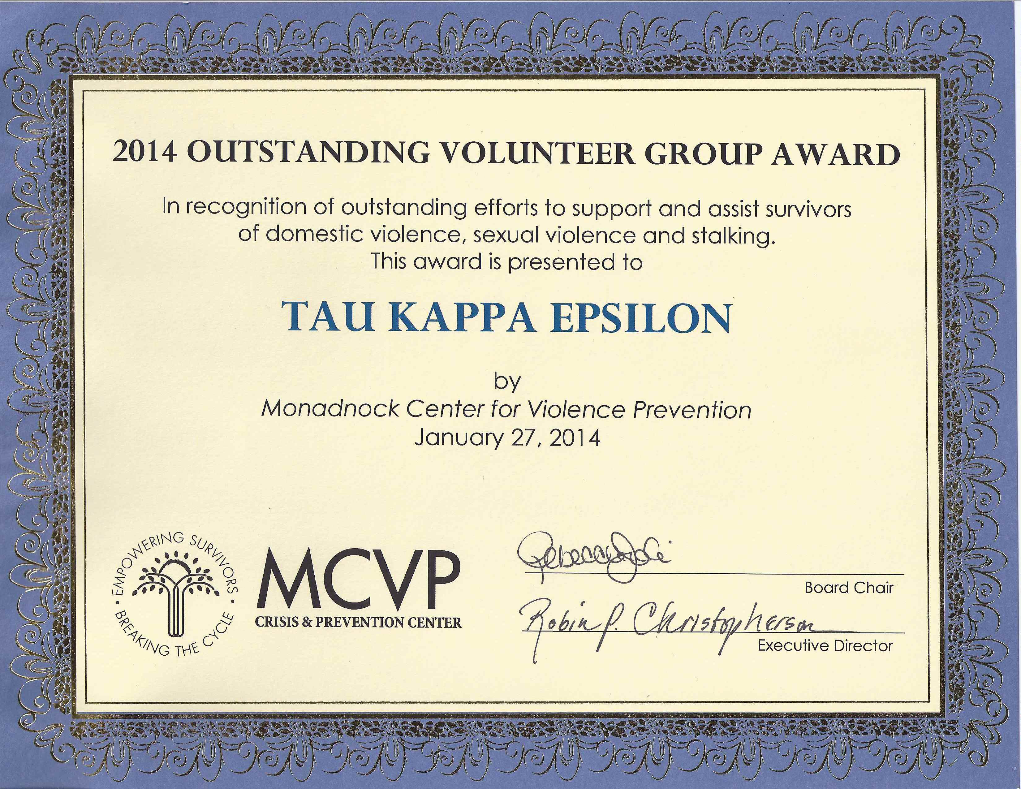 Chapter Wins Violence Prevention Award | TKE Lambda Sigma Alumni ...